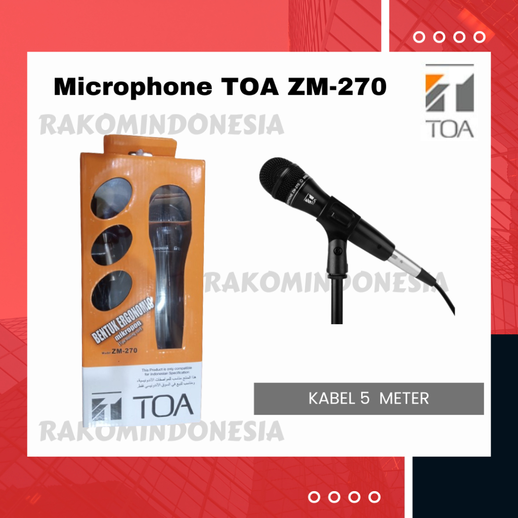 Jual MICROPHONE TOA ZM-270 DYNAMIC TOA M 270 Mic Genggam dengan KABEL 5M BAWAAN sambungan ke ...
