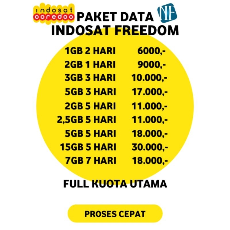 Jual paket Data Kuota Indosat Freedom Harian 1GB,2GB,3GB,5GB,7GB,15GB ...