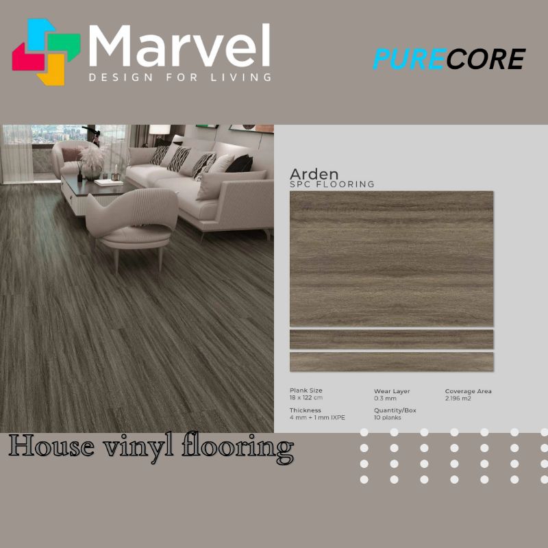 Jual Spc flooring tebal 5mm include ixpe Marvel purecore motif kayu/box ...