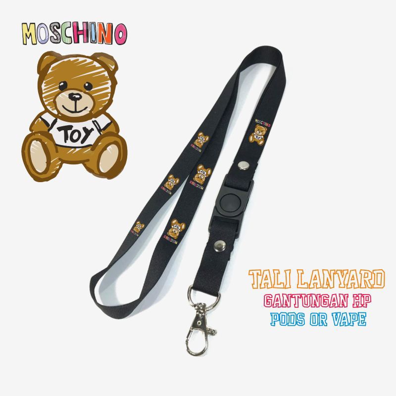 Jual Tali Lanyard MOSCHINO / Lanyard Hitam Premium lanyard anime ...