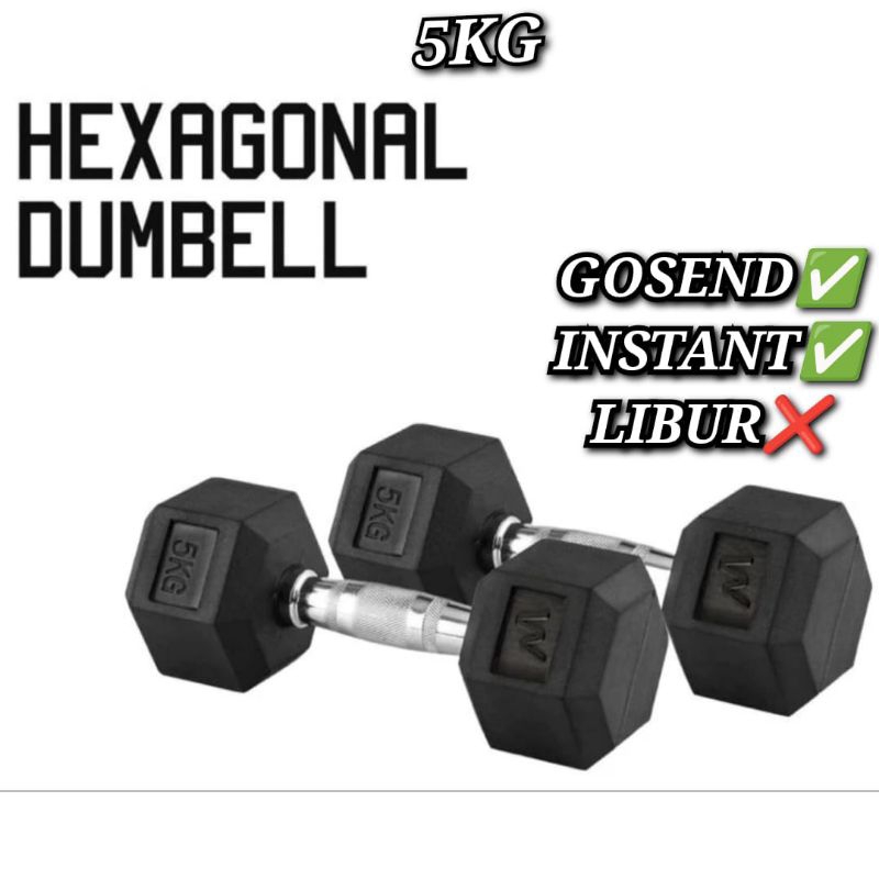 Jual DUMBBELL KARET HEXAGON 5 KG DUMBLE DUMBELL HEXAGONAL PUSH UP ...