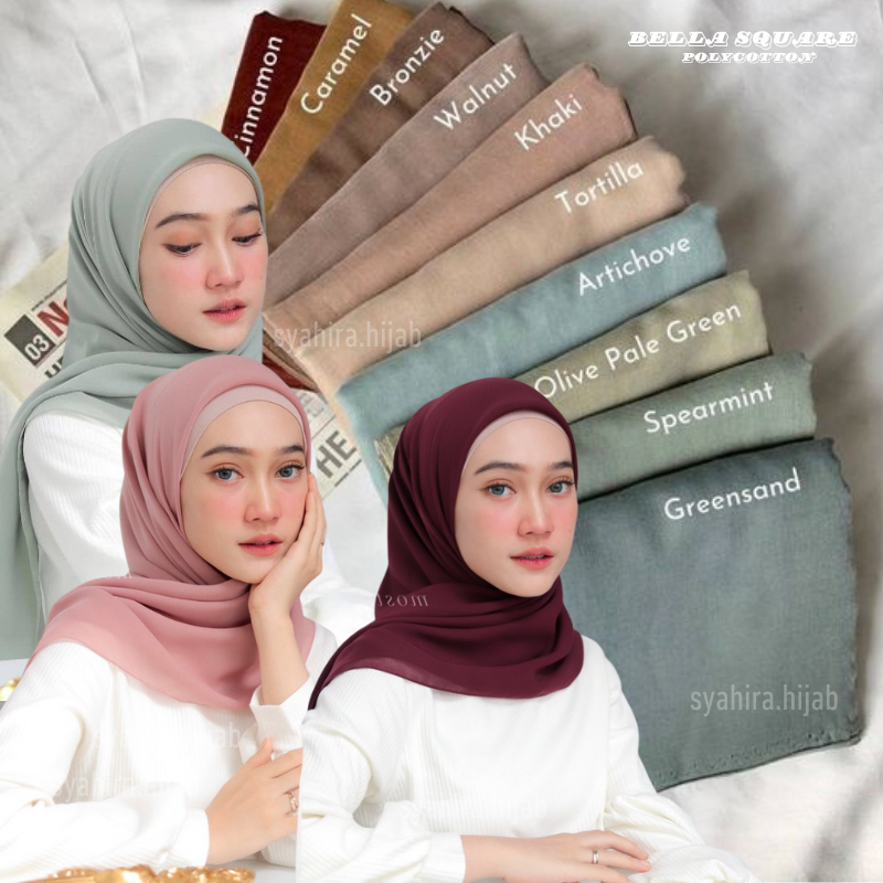 Jual Bella Square Hijab Segi empat Polycotton Premium 61 Warna Jilbab Segiempat Bela Square ...
