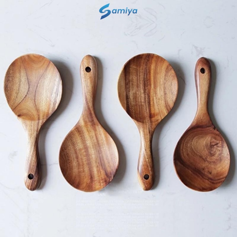 Jual wooden rice spoon / centong nasi kayu teak wood rice paddle scoop tablespoon kitchen ...