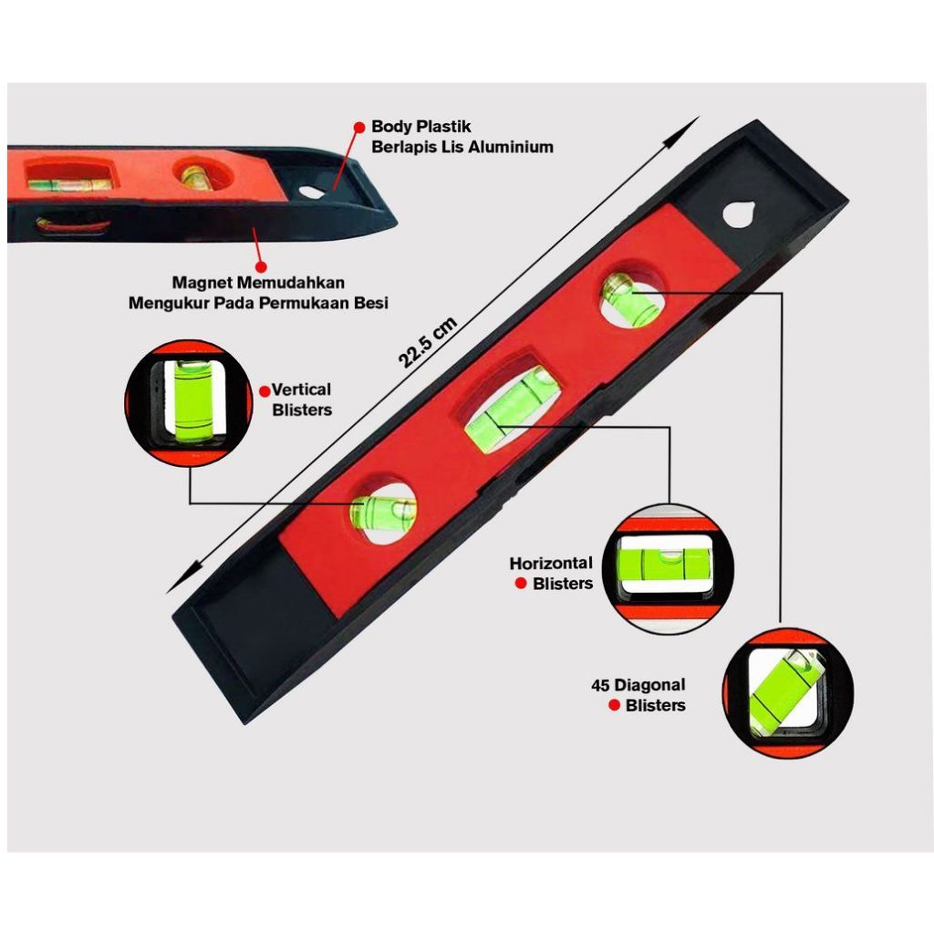 Jual Waterpas Magnet 9 Inci l Waterpass l Alat Ukur Tukang / Waterpass ...
