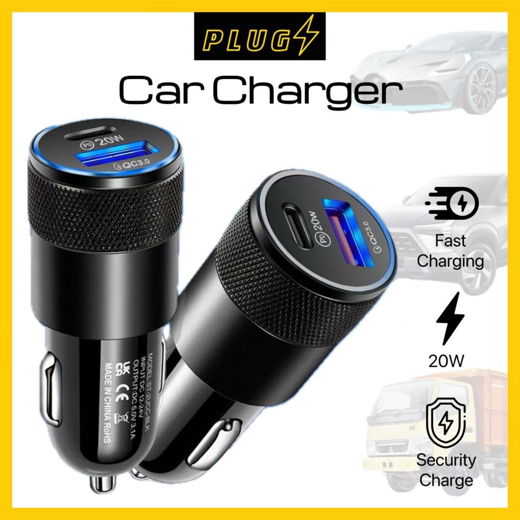 Jual [COD] PLUGS Car Charger Fast Charging Colokan Mobil 2 Ports QC 3.0 ...