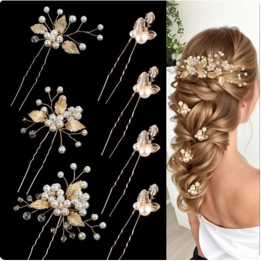 Jual 7 Pcs Hair pin Tusuk Sanggul Wedding Floral Pearl Bridal Hairpin ...