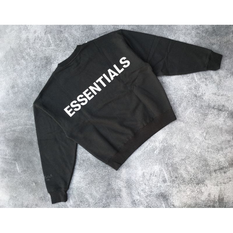 Jual FOG Fear Of God Essentials Crew Neck Sweatshirt Black (XL ...