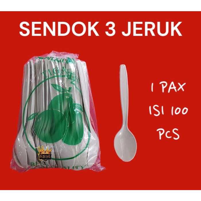 Jual SBM ~ (ISI 100) SENDOK MAKAN MERK 3 JERUK WARNA KERUH | Shopee ...