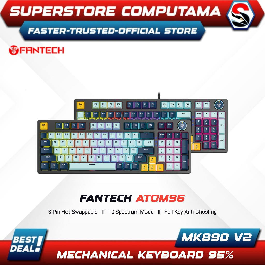 Jual Fantech ATOM96 MK890 V2 Wired Mechanical Gaming Keyboard Mizu Edition | Shopee Indonesia