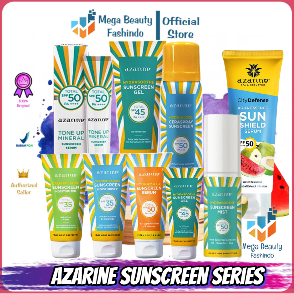 Jual Azarine Sunscreen Series | Aqua Essence Sun Shield Serum SPF 50 PA ...