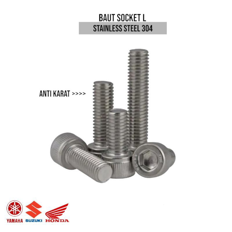 Jual 2pcs BAUT Socket M10 x 60 BAUT Kunci L 8 STAINLESS 304 Baut Soket ...