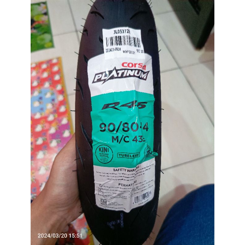 Jual ban corsa platinum R46 90/80-14 Tubeless soft compond produksi ...