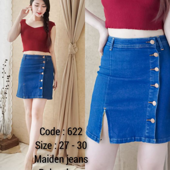 Jual 77 READY ROK CELANA MAIDEN HITAM BIRU KANCING SLETING 2734 Skort ...