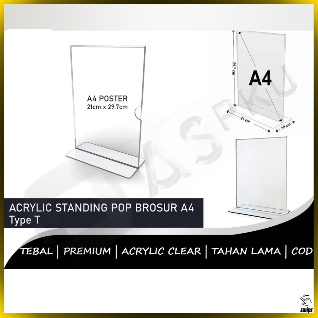 Jual Akrilik A4 T L 2mm Tebal Tempat Brosur Menu Promo QRIS QR Code ...