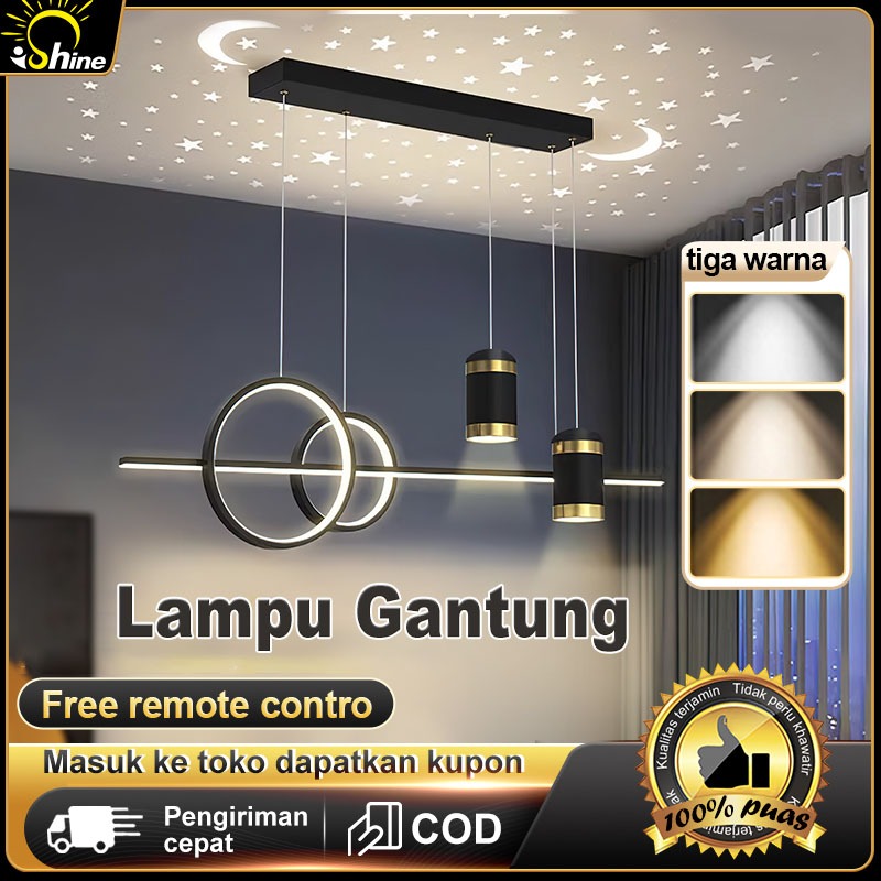 Jual 【Garansi 10 tahun】 Lampu Gantung 3 Ring LED 3 Warna Ceiling Lampu plafon Ruang Tamu ...