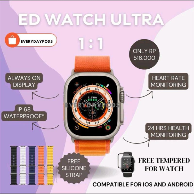 Jual ED Watch 8 Ultra 1:1 Smartwatch Ultra Amoled 49mm – IP67 ...
