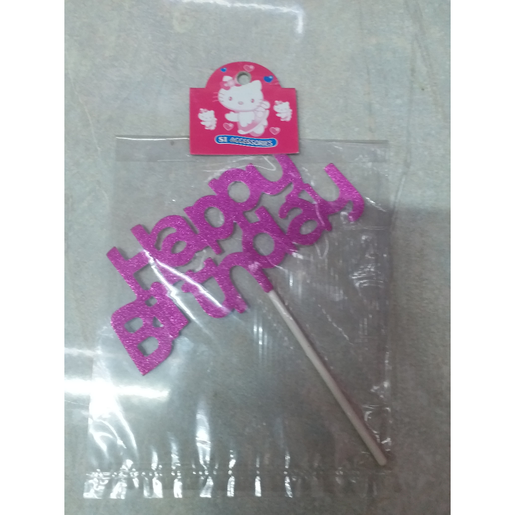 Jual topper cake happy birthday gold silver pink biru glitter kertas | Shopee Indonesia