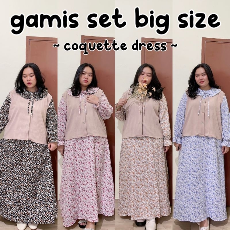 Jual RESTI SET COQUETTE DRESS GAMIS LEBARAN 2024 BIG SIZE OVERSIZE ...