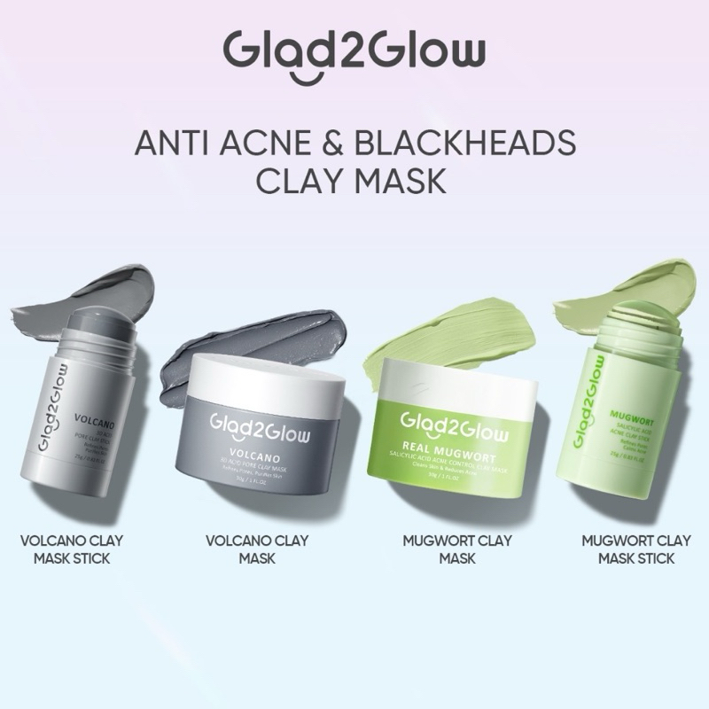 Jual Glad2Glow Face Mask Series | Real Mugwort / Volcano Deep Pores Cleansing Mud Clay Mask ...