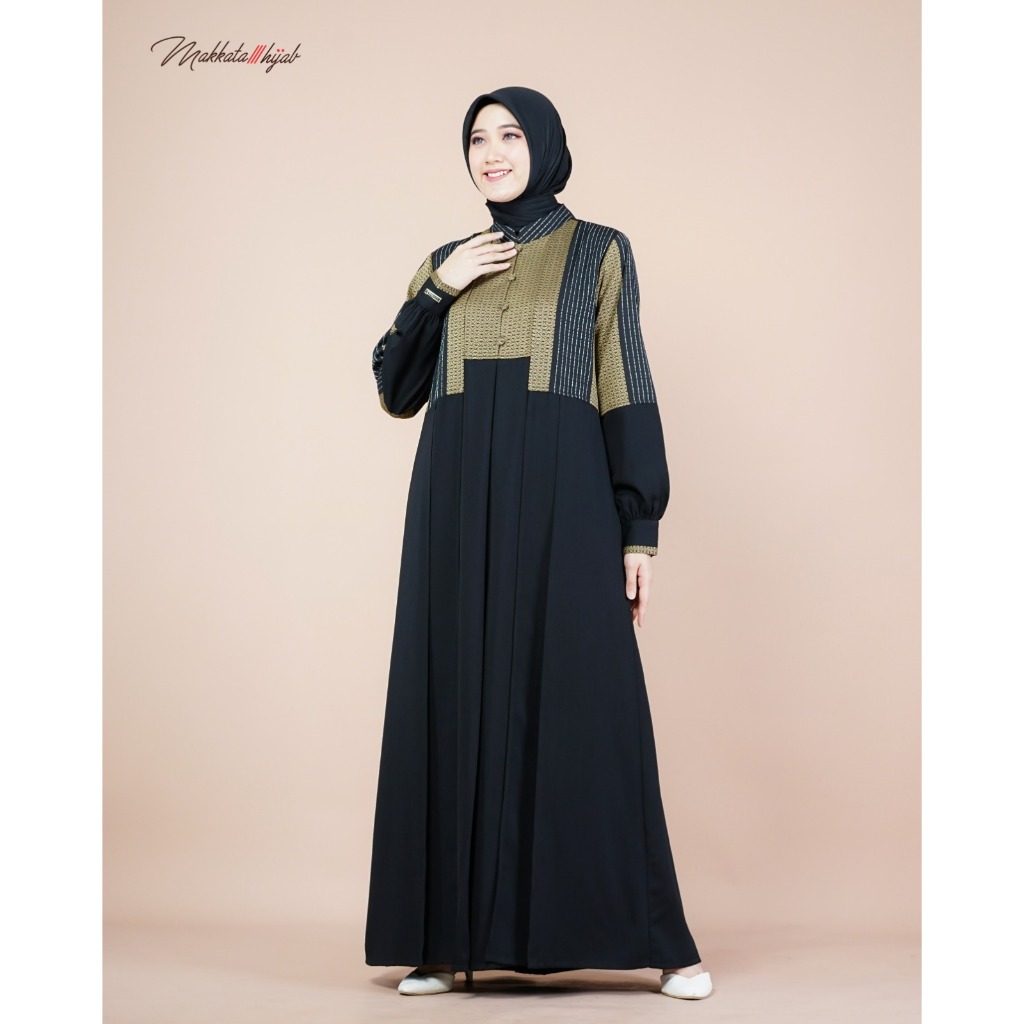 Jual Adya Dress Gamis Motif Songket Kombinasi Simple Elegant Kekinian ...