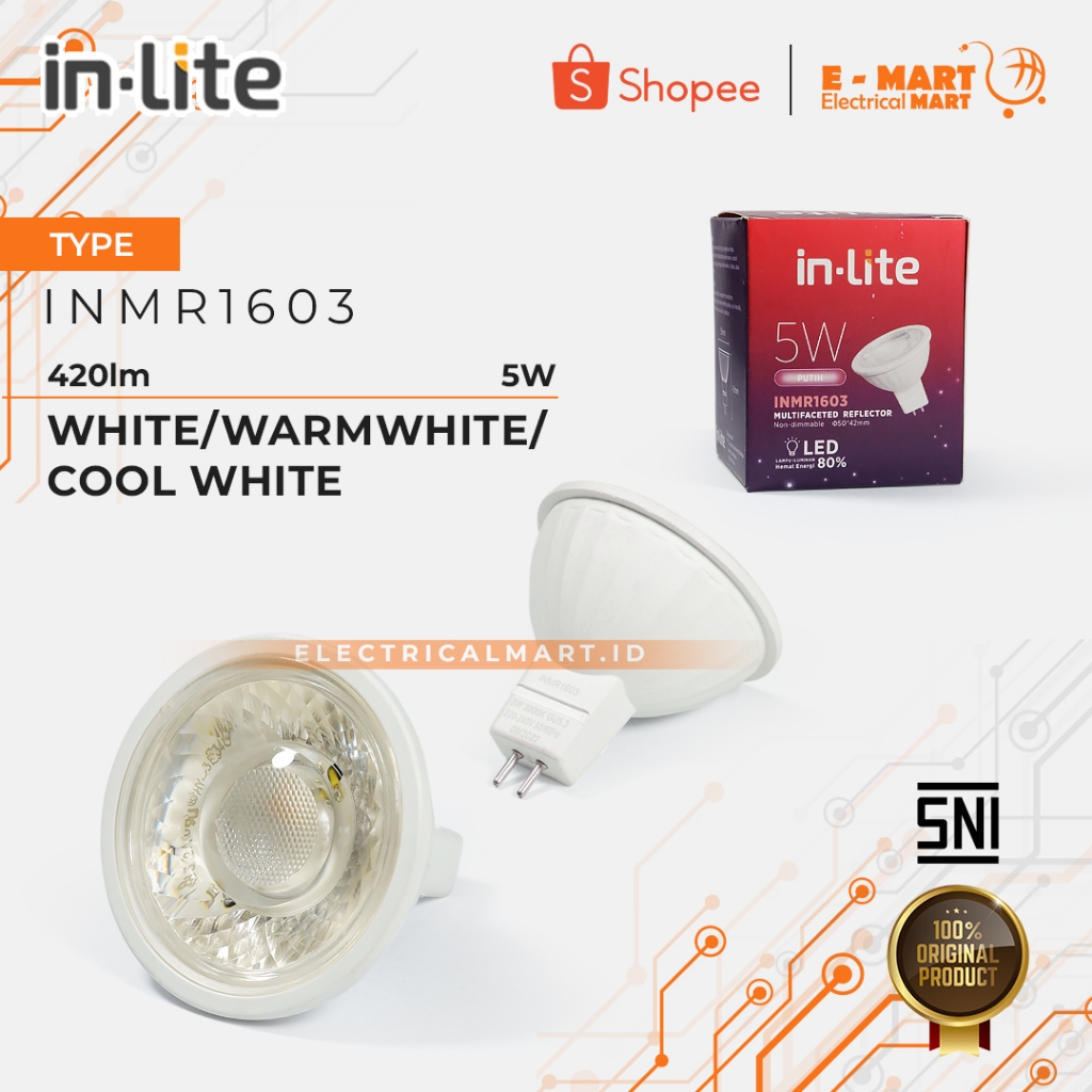 Jual INLITE LED Spot MR16 Lampu Sorot KUNING Putih Netral 4000K LED 3W ...