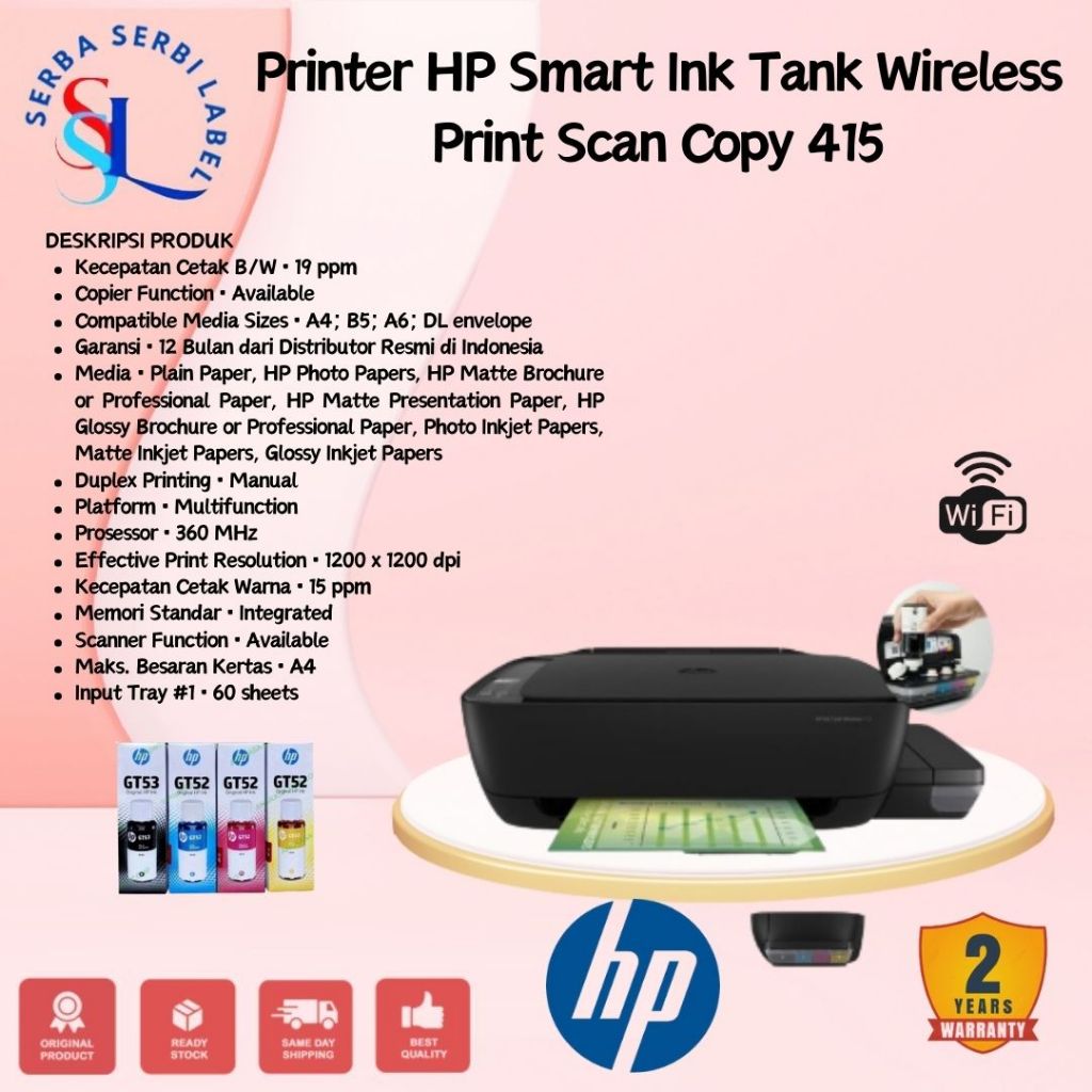 Jual HP Ink Tank Wireless 415 All in One Printer (Print Scan Copy ...