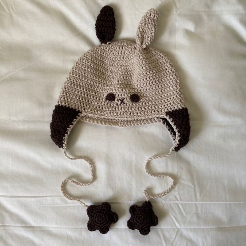 Jual HANDMADE MIFFY CAT RIB BEANIE HAT/CAT BEANIE/TOPI KUPLUK CUTE ...