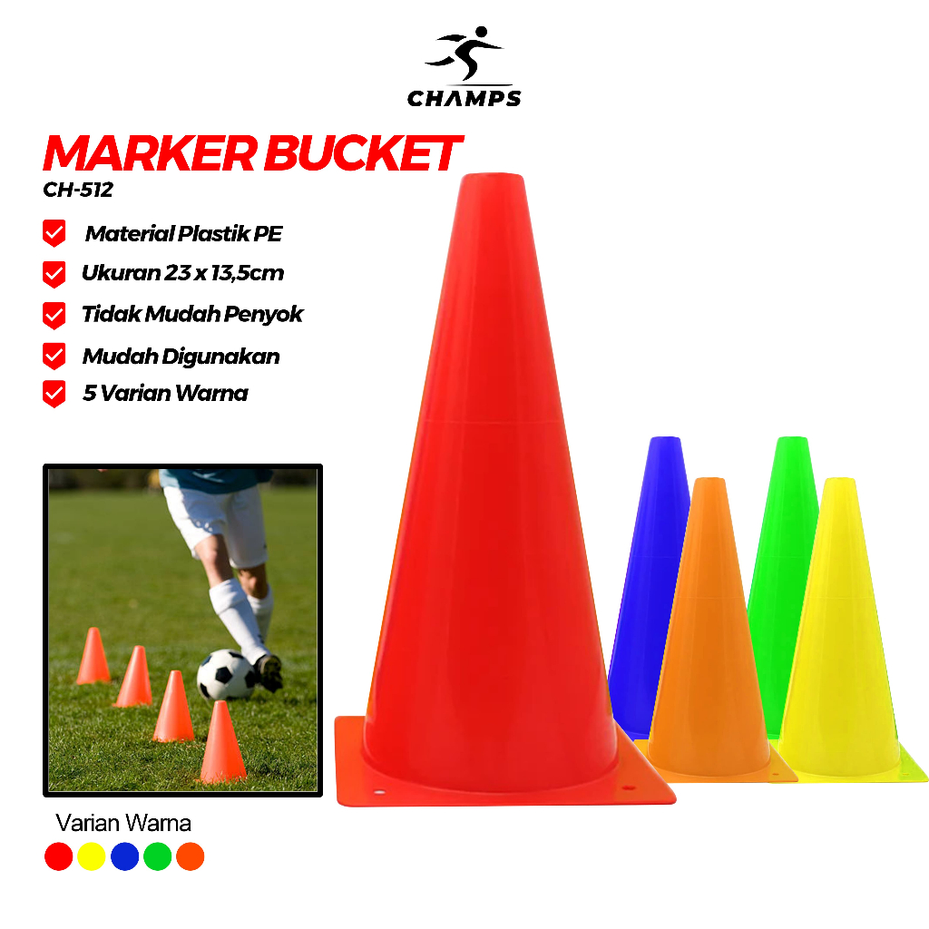 Jual CHAMPS Cone Kerucut Marker Rapat Latihan Alat Olahraga Futsal ...