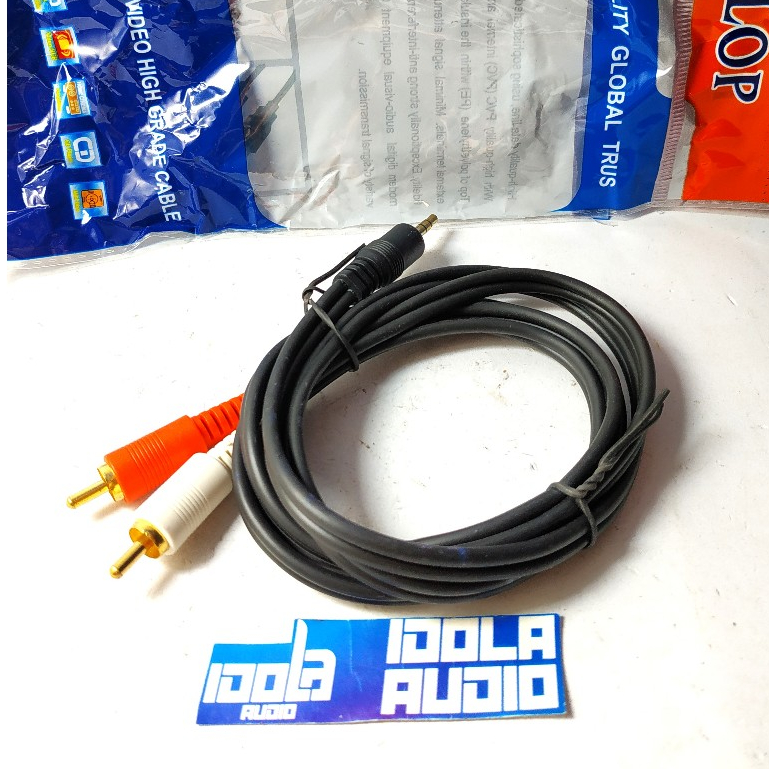Jual Kabel 2 RCA - Mini Stereo 1.5 Meter KLOP | Kabel 2 RCA Ke 1 Mini ...
