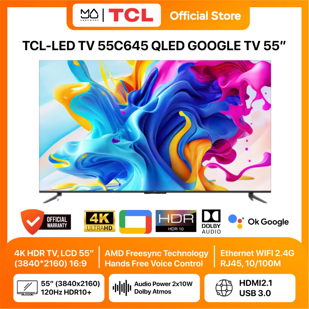 Jual LED TV TCL 55C645 QLED GOOGLE TV 55" SMART TV 55 INCH 4K | Shopee Indonesia