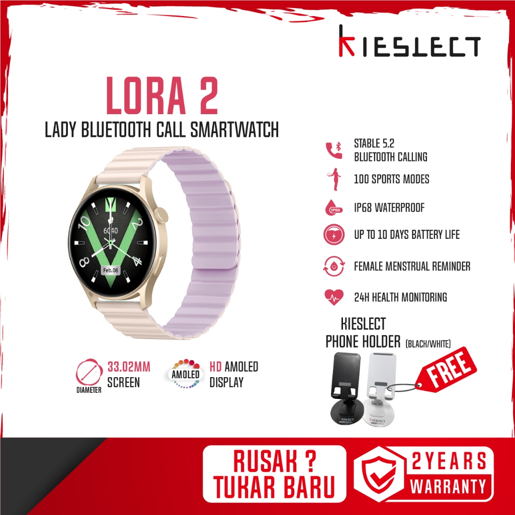 Jual Kieslect Lora 2 Bluetooth Calling Smart Watch Amoled Jam Tangan ...