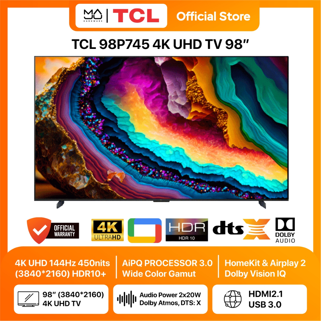 Jual TCL Android TV 98P745 Smart UHD 4K 98 Inch 144Hz Dolby Atmos - Garansi Resmi | Shopee Indonesia