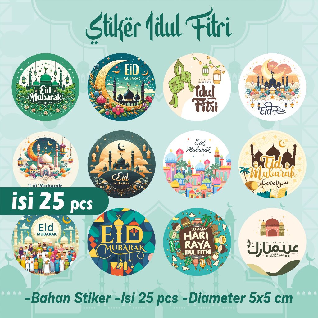 Jual Stiker Bulat Idul Fitri - sticker hampers idul fitri - Eid Mubarak ...