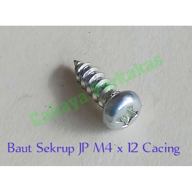 Jual MN K Baut Sekrup Cacing JP M4 x 12 Obeng Plus Putih Original ...