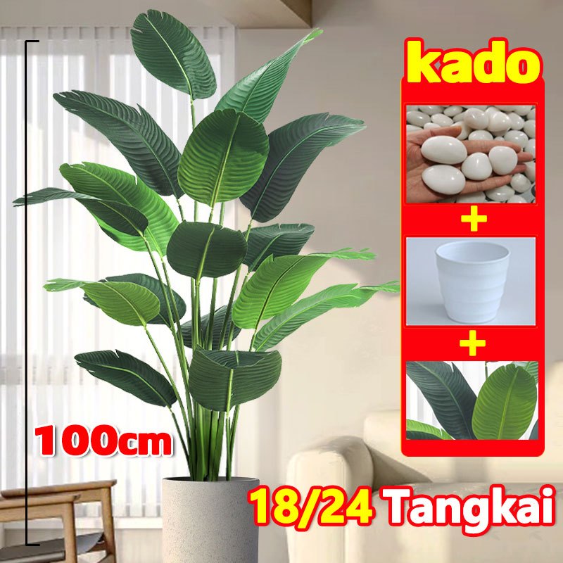Jual 1 PAKET TANAMAN HIAS PLASTIK POHON PISANG ARTIFICIAL DAN POT 85 CM ...