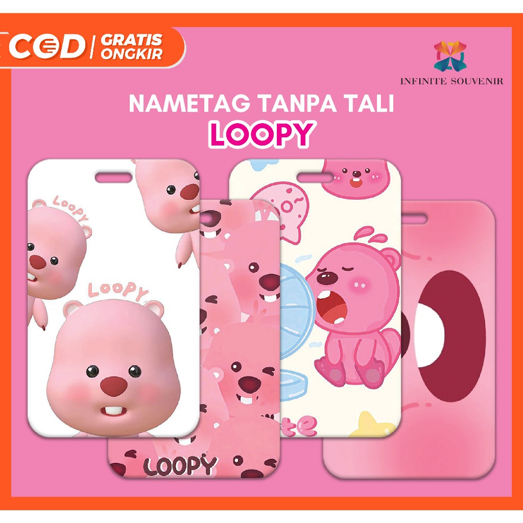Jual (N009) Nametag LOOPY Tanpa Tali / Card Holder Pororo Loopy / ID ...
