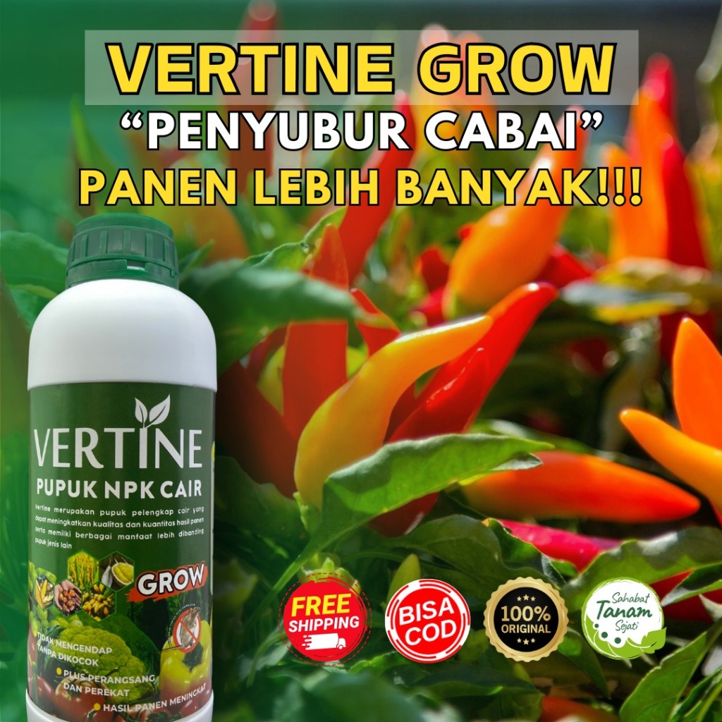 Jual Vertine Grow Pupuk Pelebat Cabai Penambah Bobot Cabai Anti Patek + ZPT + Perekat Kemasan 1 ...