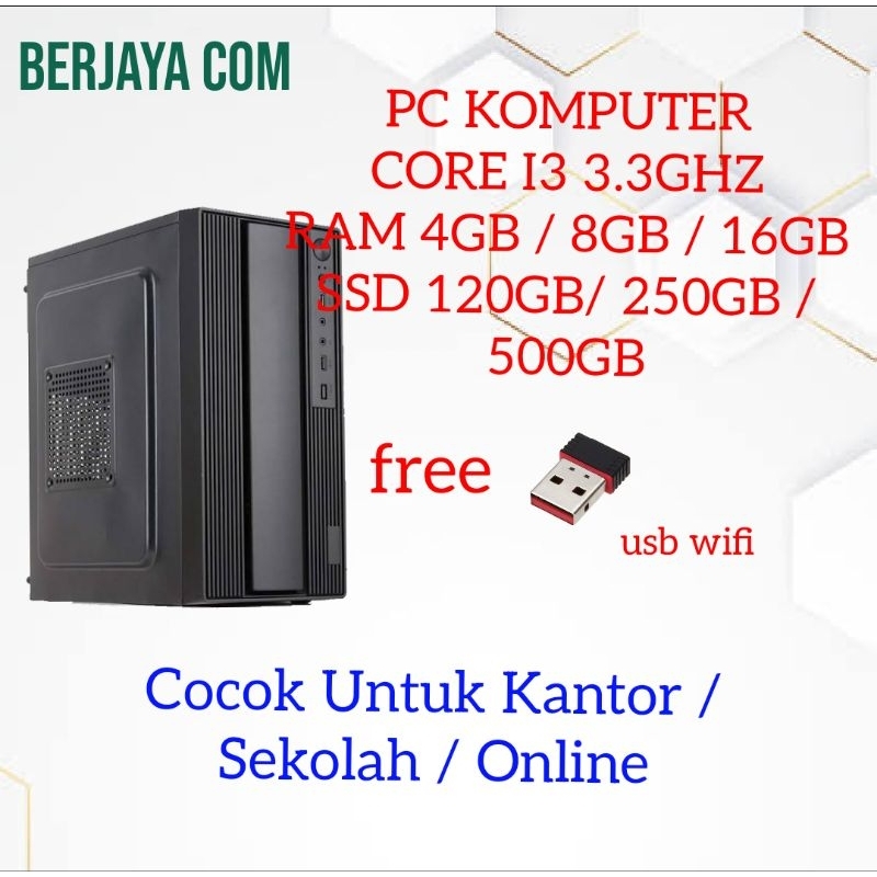 Jual Core i3 - 16gb Ram - 500gb ssd - Pc Rakitan - Komputer Kantor - Cpu sekolah | Shopee Indonesia