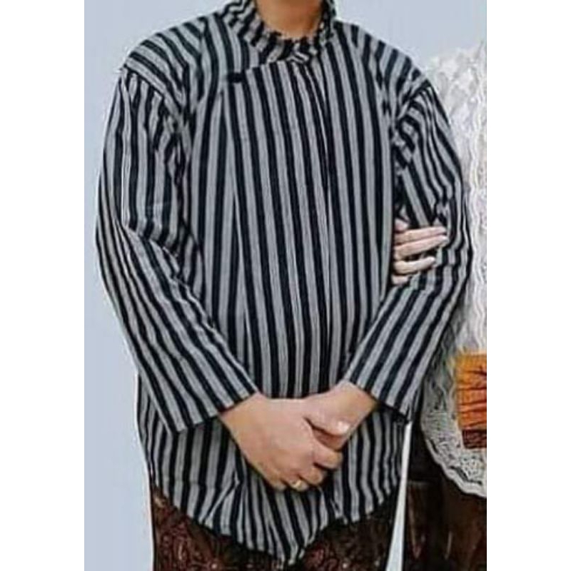Jual Baju adat Jawa Surjan Lurik // Warna Hitam Putih | Shopee Indonesia