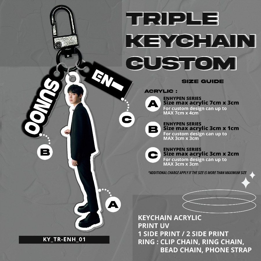 Jual Custom Gantungan Kunci Bentuk Triple Keychain / Keychain Desain KPOP Series / Ganci Print ...