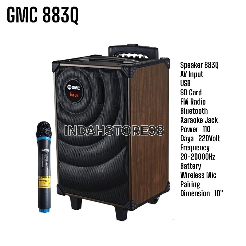 Jual Speaker Portable 10 inc GMC 883Q Bluetooth Karaoke Extra Bass 1 ...