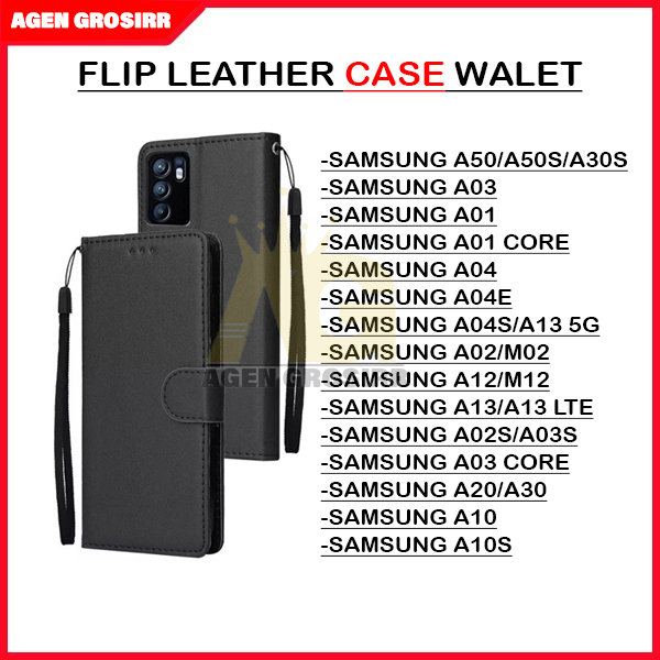 Jual AG - FLIP LEATHER CASE WALET SAMSUNG A50 A50S A30S A20 A30 A10 A10S A12 A13 A13 5G M12 M02 ...