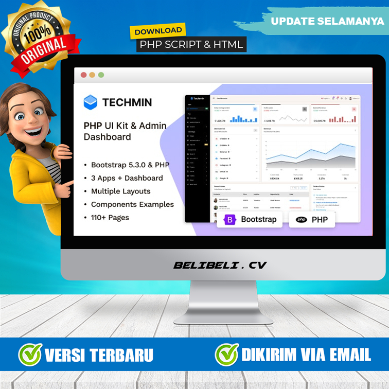 Jual Bootstrap 5 [ Techmin ] PHP Bootstrap UI Kit & Admin Dashboard Template | Shopee Indonesia