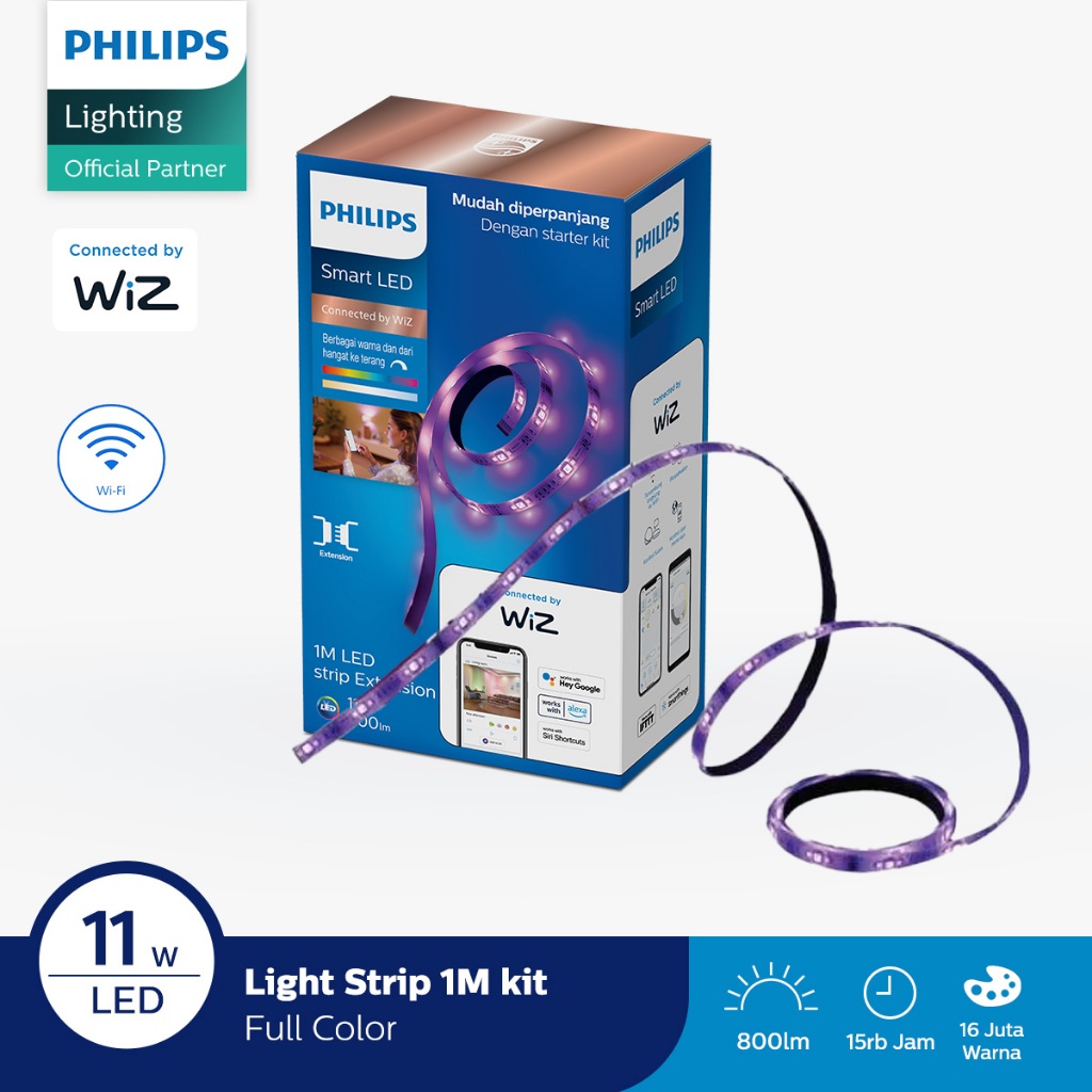Jual Philips Lampu Smart Wifi LED Strip Extension Kit 1M - Color ...