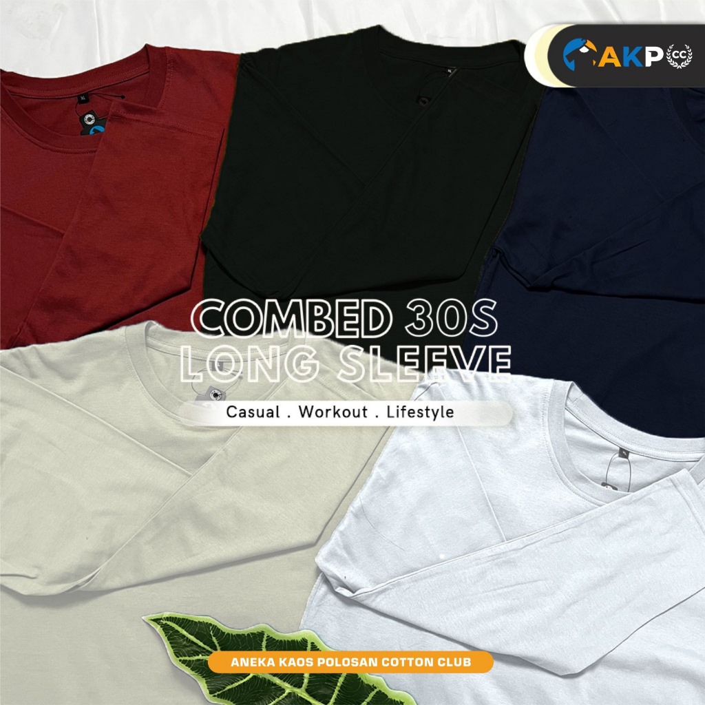 Jual Kaos Katun Combed 30s Lengan Panjang Polos - Cotton Combed 30s ...