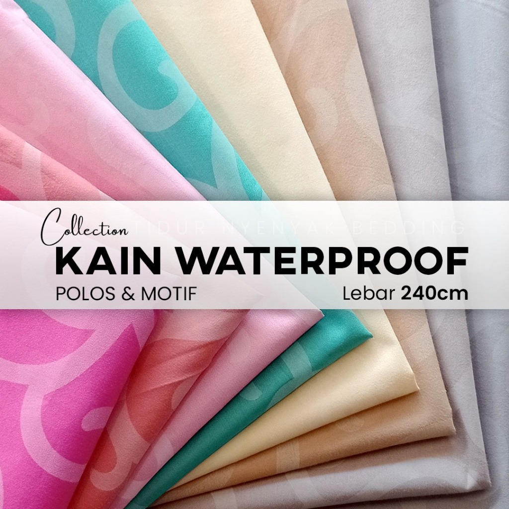 Jual KAIN WATERPROOF POLOS PER 50 CM WHITE NAVY BLACK BLUE GREEN TAPLAK ...