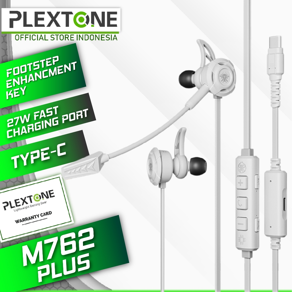 Jual Plextone M762 Plus Type-C Series Charging Gaming Earphone 1DD 1BA With Mic 27W | Shopee ...