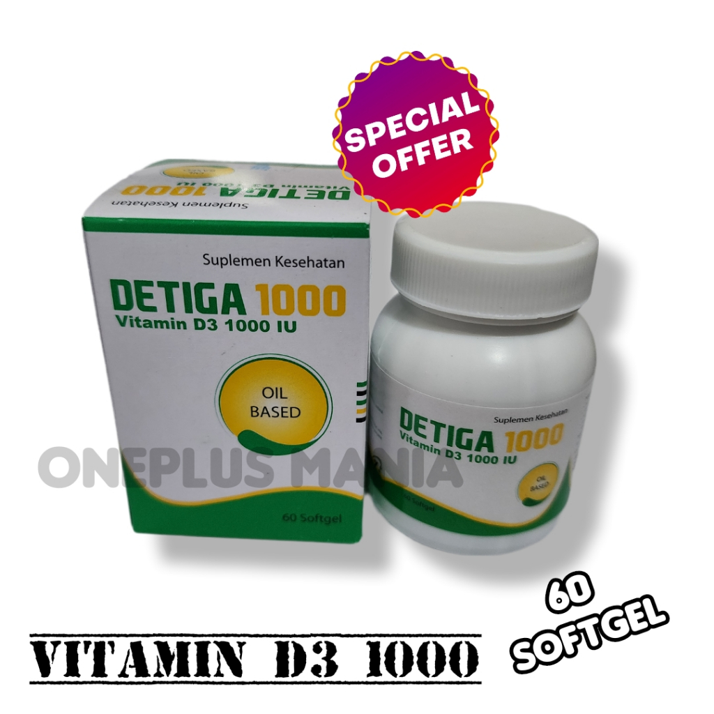 Jual DETIGA 1000 VITAMIN D3 1000 IU BOTOL 60 KAPSUL | Shopee Indonesia
