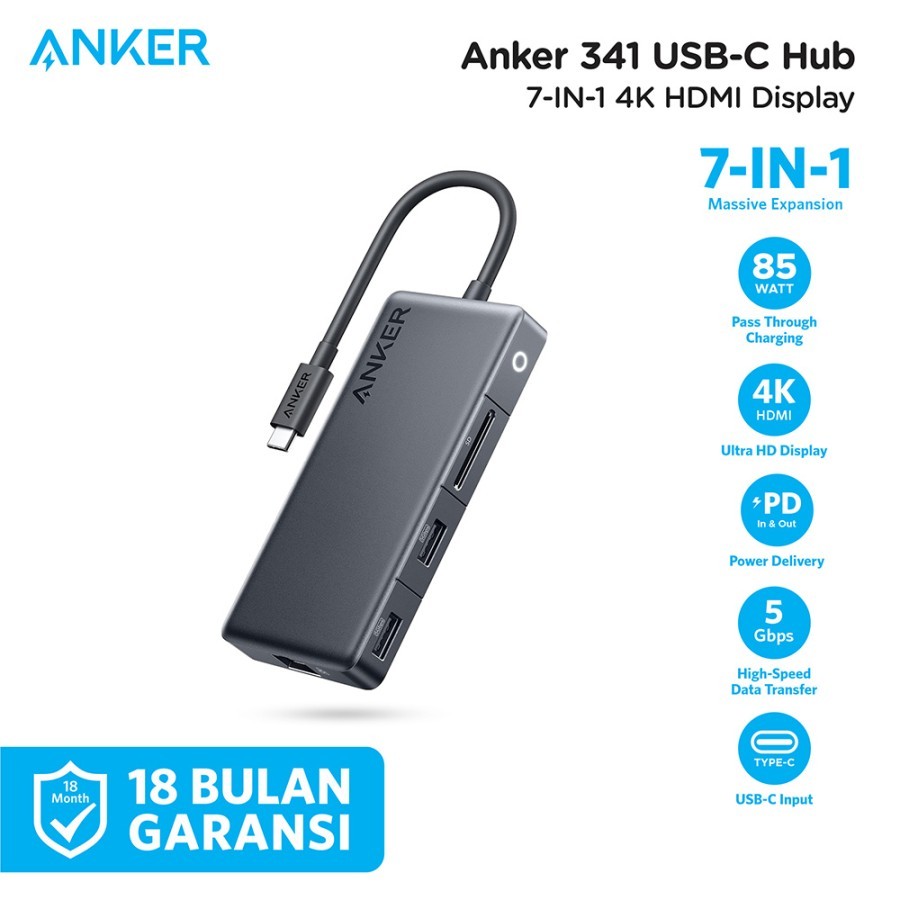 Jual Anker 341 USB C Hub 7-in-1 - A8348 | Shopee Indonesia