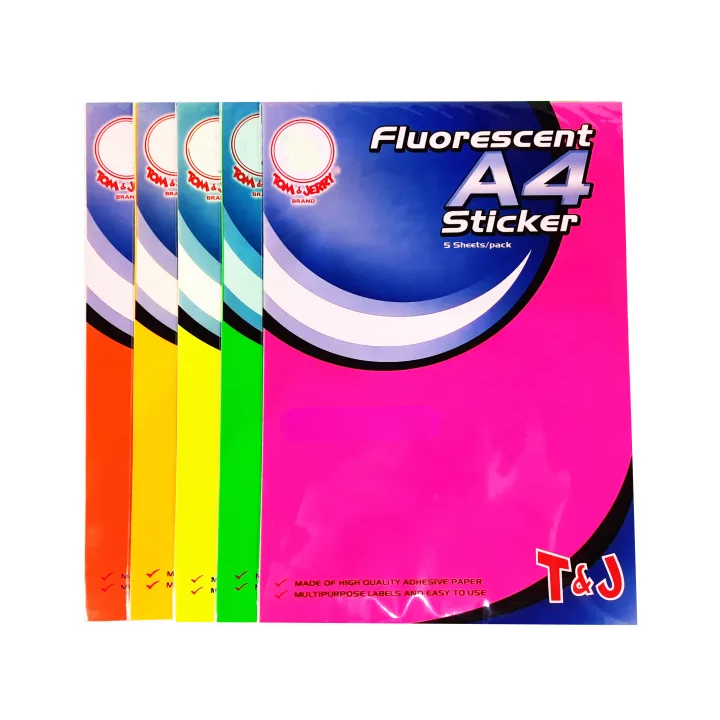 Jual Label Tom & Jerry Fluorescent Ukuran A4 / Stiker Label A4 5 Warna ...